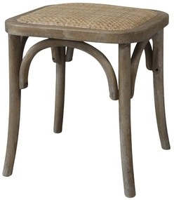 Přírodní dřevěná stolička s ratanovým výpletem Old French stool - 42*42*46 cm