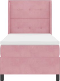 Postel s boxspringem s čelo Růžová 80 x 200 cm samet 3341983