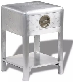 Letecký hliníkový vintage odkládací stolek s 1 zásuvkou,  242115 HangarStore.cz