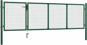 Zahradní brána ocelová 350 x 100 cm zelená 144305