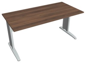 Stůl pracovní rovný 160 cm - Hobis Cross CS 1600 Dekor stolové desky: ořech, Dekor lamino podnože: šedá, Barva nohou: Stříbrná