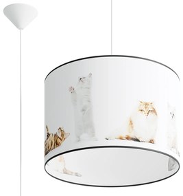 Dětské závěsné svítidlo Kitty, 1x plastové stínítko se vzorem, (fi 40cm)
