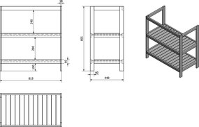 Aqualine Etide ET830 policová umyvadlová skříňka 81,5 x 85 x 44 cm bílá mat