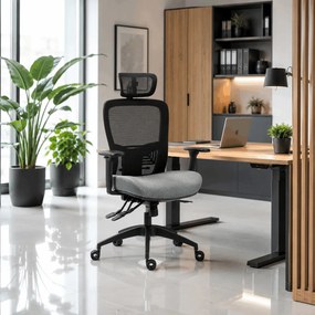 Ergonomická kancelářská židle MERTON - šedá síťovina
