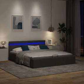 Rám postele s úložným prostorem LED tmavě šedý textil 180x200cm 285605