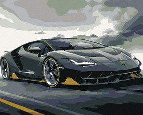 zuty malování podle čísel - lamborghini, 50x40 cm, bez rámu a bez vypnutí plátna
