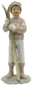 Zimní dekorace dítě s lyžemi – 9x7x21 cm