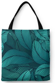 Nákupní taška Listnaté křoví - grafický rostlinný vzor v mořské zeleni