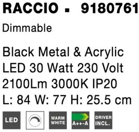 Stropní svítidlo LED se stmíváním Raccio 84 černé