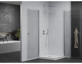 Mexen Pretoria Duo sprchový kout s otočnými dveřmi 90 x 90 cm, Průhledné, Chromovaná + sprchová vanička Flat - 852-090-090-01-02
