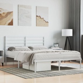 vidaXL Kovový rám postele s čelem bílý 140 x 200 cm