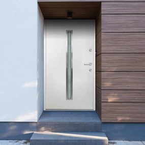 vidaXL Vchodové dveře 90 x 200 cm hliník [3190549] Barva: Bílá