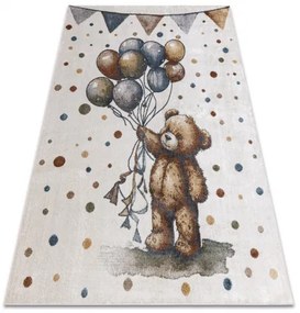 Dětský kusový koberec BONO 9614 Medvídek Balónky krémový světle šedý Rozměr: 160x220 cm