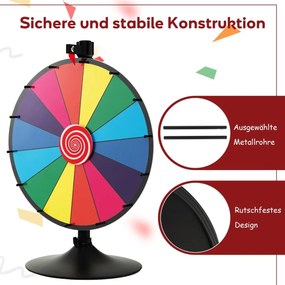 Costway Ø 60 cm Wheel of Fortune se stojanem Cenové kolo Výškově nastavitelné