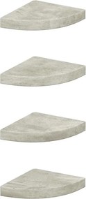 Nástěnné rohové police 4 ks betonově šedé 25 x 25 x 3,8 cm MDF 326635