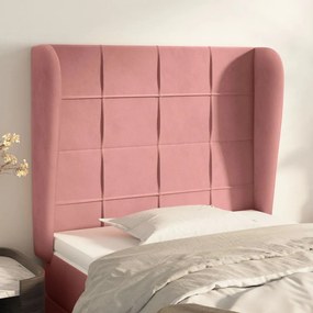 Čelo postele typu ušák růžové 93 x 23 x 118/128 cm samet 3117997