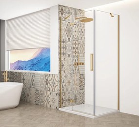 Gelco Trinity Gold Matt čtvercový sprchový kout 80 x 80 x 200 cm otevírací levá zlatá sklo čiré GT5680-80CL-G