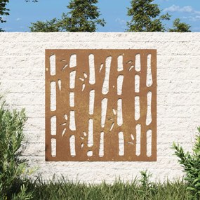 Zahradní nástěnná dekorace 55 x 55 cm cortenová ocel Bambus