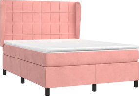 Box spring postel s matrací růžová 140x200 cm samet 3129218