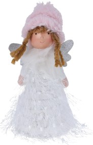 Svítící vánoční andílek s čepičkou 19 cm Barva: Bílá