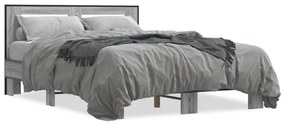 Rám postele šedý sonoma 120 x 190 cm kompozitní dřevo a kov