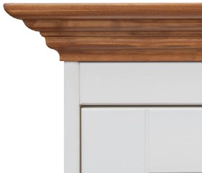 Massive home | Belluno Elegante bílá komoda 4D3S z masivu s dubovou deskou