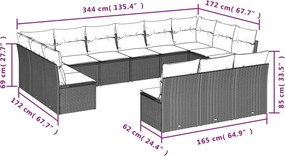 13dílná zahradní sedací souprava s poduškami šedá polyratan 3250229