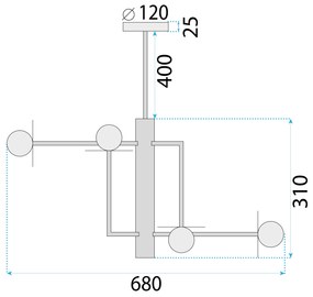 Toolight Moderní industriální osvětlení APP1668-6CP Black