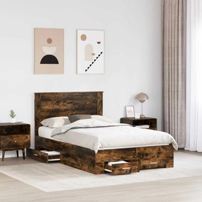 Rám postele s čelo Kouřový dub 135 x 190 cm Kompozitní dřevo 3410330