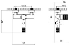 F-Design Ardesia, vanová baterie bez sprchové sady, černá matná-růžové zlato, FD1-ARD-1-25