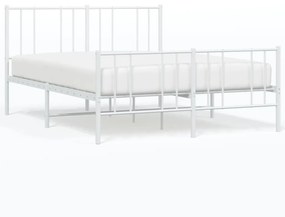 vidaXL Kovový rám postele s hlavovým a nožním čelem bílý 160 x 200 cm