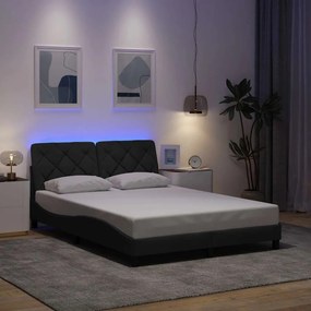 Rám postele s LED bez matrace Tmavě šedá 120x200 cm Látka 3310658