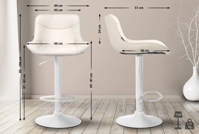 Barová židle Vonore umělá kůže bílá konstrukce – krémová