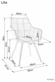 Jídelní křeslo Lilia Velvet černé