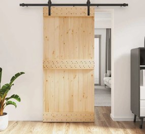 vidaXL Posuvné dveře s kováním 95 x 210 cm masivní borové dřevo [3202990]