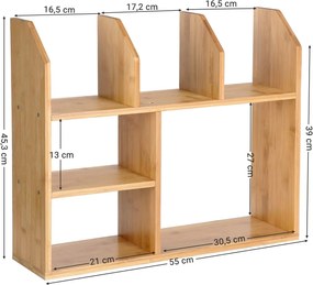 SONGMICS Bambusová polička na stůl přírodní 55x45 cm