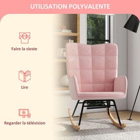HOMCOM Houpací křeslo Houpací křeslo Akcentní křeslo Relaxační křeslo Křeslo do obývacího pokoje, do 120 kg, imitace jehněčí kůže, růžové | Aosom