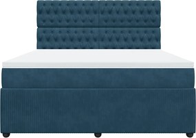 Box spring postel s matrací modrá 180 x 200 cm samet 3294716