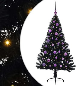 Umělý osvětlený vánoční stromeček Černá 150 cm PVC 3397134