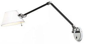 RENDL R13282 MONTANA nástěnná lampa, s ramenem bílá/černá chrom
