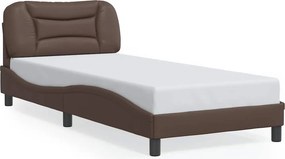 Rám postele bez matrace Hvar hnědý 90x200 cm umělá kůže 3207976