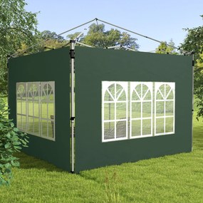 Outsunny sada 2 bočních panelů pro altán 3x3/3x4 m, boční stěna s oknem, voděodolná zelená barva