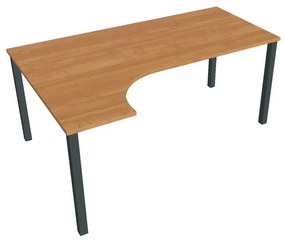 Stůl ergo oblouk pravý 180×120/80 cm - Hobis Uni UE 1800 P Dekor stolové desky: olše, Barva nohou: černá