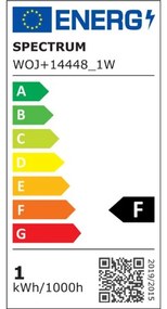LED žárovka E27 1W 90lm G45 teplá,  ekvivalent 10W