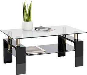XXXLutz KONFERENČNÍ STOLEK, vysoce lesklá černá, kov, sklo, kompozitní dřevo, 100/60/45 cm Carryhome - Konferenční stolky - 001125000102