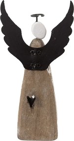 Dekorace dřevěná figurka anděl se srdíčkem Angel Rustic M - 9*14*18 cm