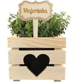 AMADEA Dřevěný zápich - cedulka na bylinky Majoránka, výška 20 cm, český výrobek