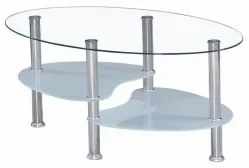 Konferenční stolek sklo čiré, mléčné/ocel T-21 0