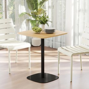 HOMCOM jídelní stůl — moderní čtvercový stůl pro 2 osoby 60 × 60 cm s ocelovou podnoží, přírodní dřevo