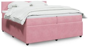 Box spring postel s matrací růžová 200x200 cm samet 3290129